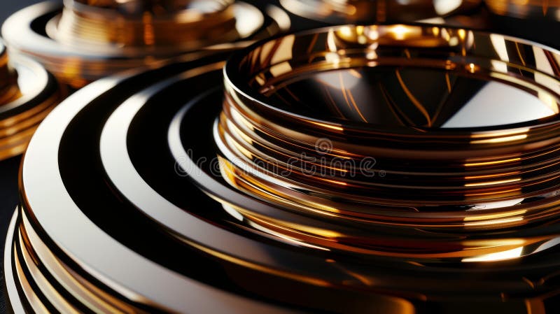 A Close Up of a Pile of Shiny Gold Plates and Bowls, AI Stock Photo ...