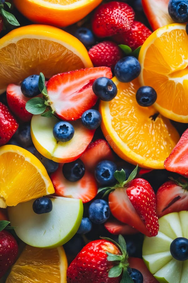 A Close Up of a Pile of Sliced Fruit on a Table. Generative AI Stock ...