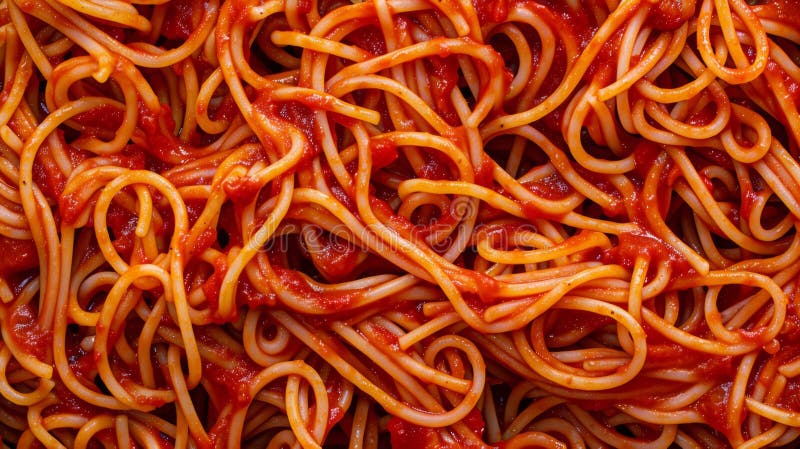 A Close Up of a Pile of Spaghetti and Sauce on Top, AI Stock Photo ...