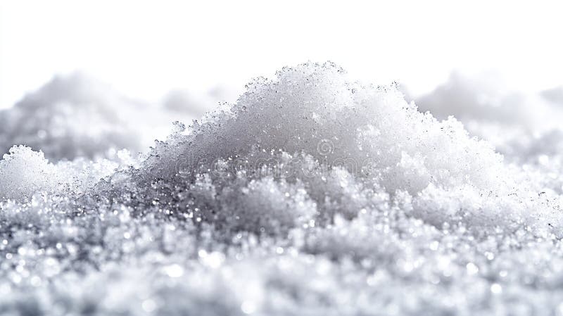 Close-up of a Pile of Sparkling Snow Crystals Against a Bright White ...