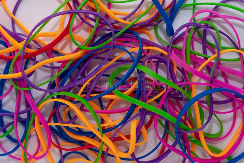 Close Up of Pile of Vibrant Colorful Rubber Bands Stock Image - Image ...