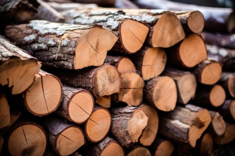 Close-up of a Pile of Wood Logs Ready for Paper Production Stock Image ...