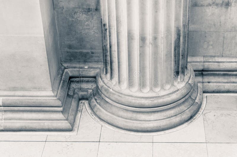 Close Up of a Pillar in Black and White Stock Photo - Image of inteior ...