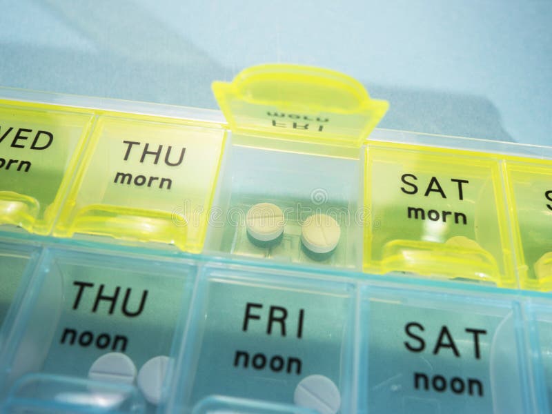 Pills and Tablets in Treatment Routine Box Stock Image - Image of ...