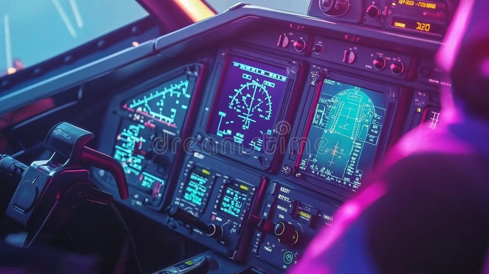 Close-up of a Pilot Adjusting Controls in the Cockpit, Surrounded by ...