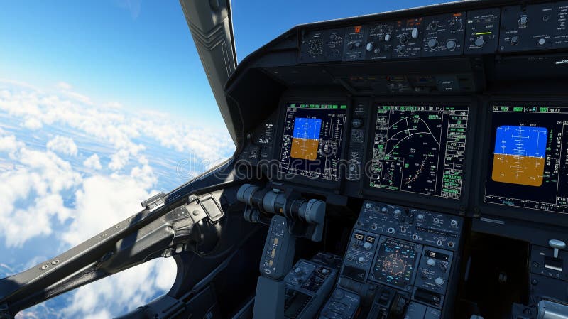 Close-up of a Pilot Adjusting Controls in the Cockpit, Surrounded by ...