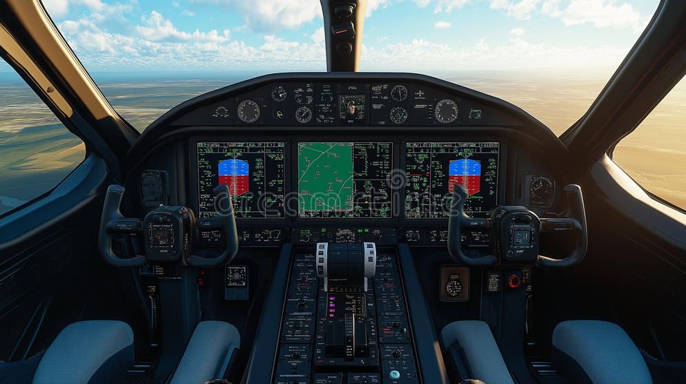 Close-up of a Pilot Adjusting Controls in the Cockpit, Surrounded by ...