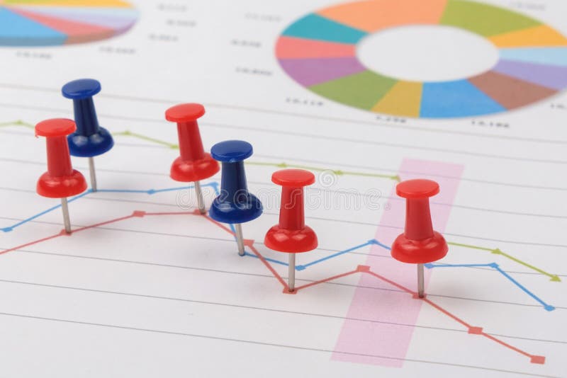Close Up of Pin on Graph Data Stock Image - Image of chart, company ...
