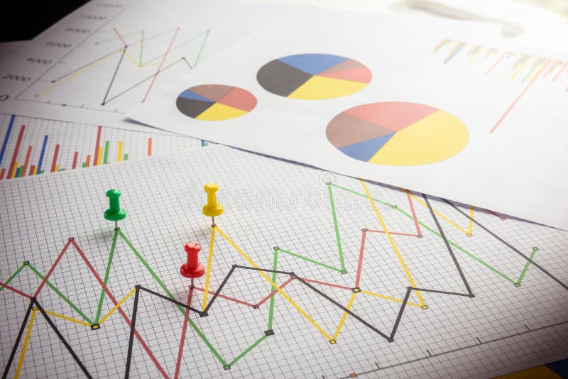 Close Up of Pin on Graph Data Stock Photo - Image of focus, document ...