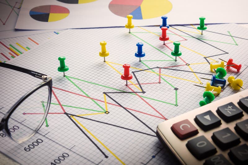 Close Up of Pin on Graph Data Stock Image - Image of offer, macro: 71176365