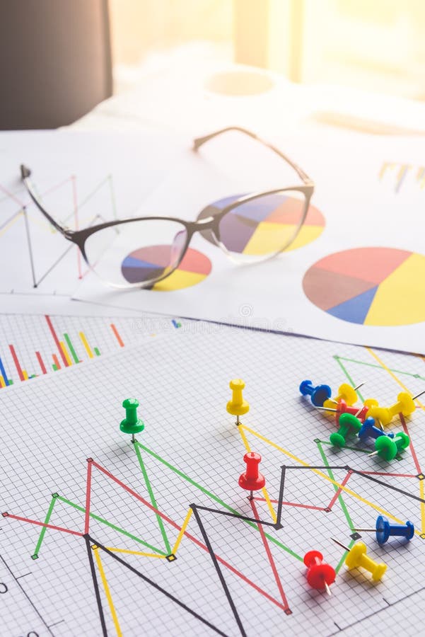 Close Up of Pin on Graph Data Stock Photo - Image of graph, office ...