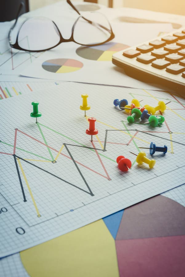 Close Up of Pin on Graph Data Stock Image - Image of financial, banking ...