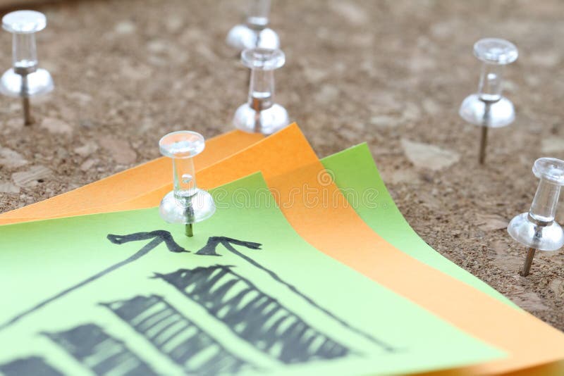 Close Up of Pin and Hand Drawn Business Strategy Graph Chart on Stock ...