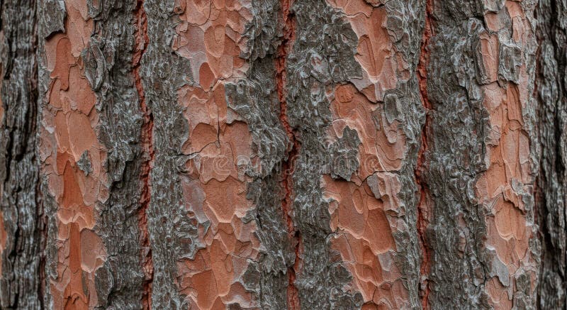 A Detailed Pine Tree Bark Texture with Rough, Flaky Layers in Shades of ...