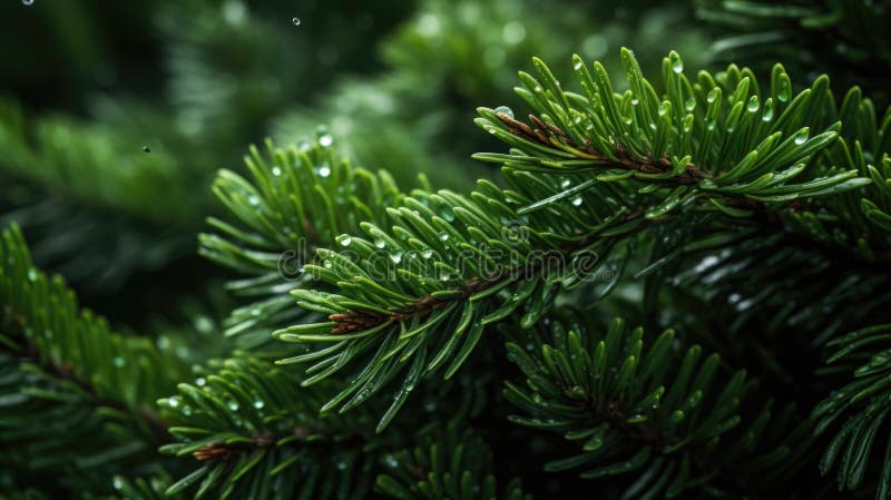 Close Up of a Pine Tree with Water Droplets, Suitable for Nature ...