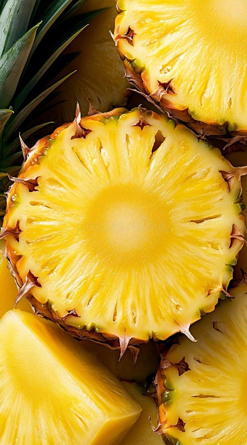 A Close Up of a Pineapple Cut in Half Stock Image - Image of pattern ...
