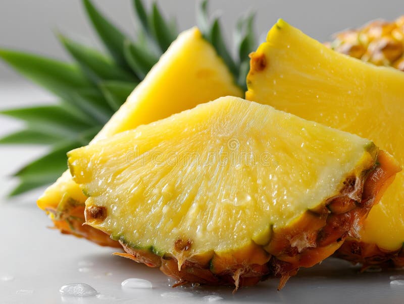 A Close Up of a Pineapple Cut in Half on a White Surface Stock Photo ...