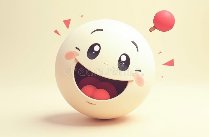 Close Up of a Ping Pong Ball with a Happy Face at 25-1-2025 Stock ...