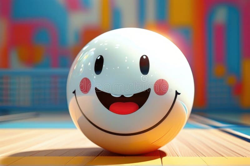 Close Up of a Ping Pong Ball with a Happy Face at 25-1-2025 Stock ...