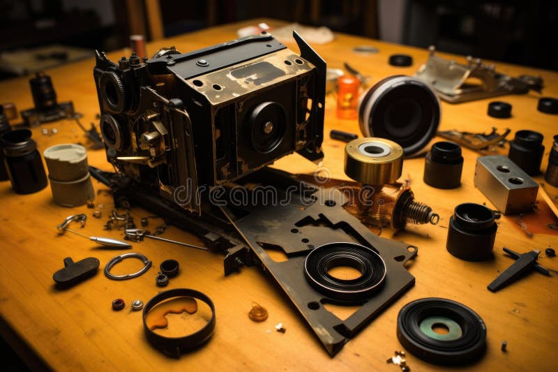 Close-up of Pinhole Camera Parts on Table Stock Image - Image of craft ...