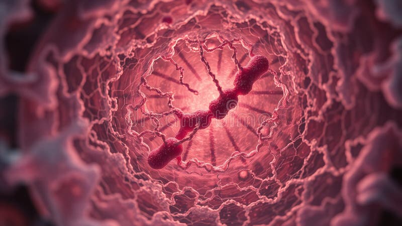Closeup of a Pink Bacteria Inside a Cell Stock Illustration ...