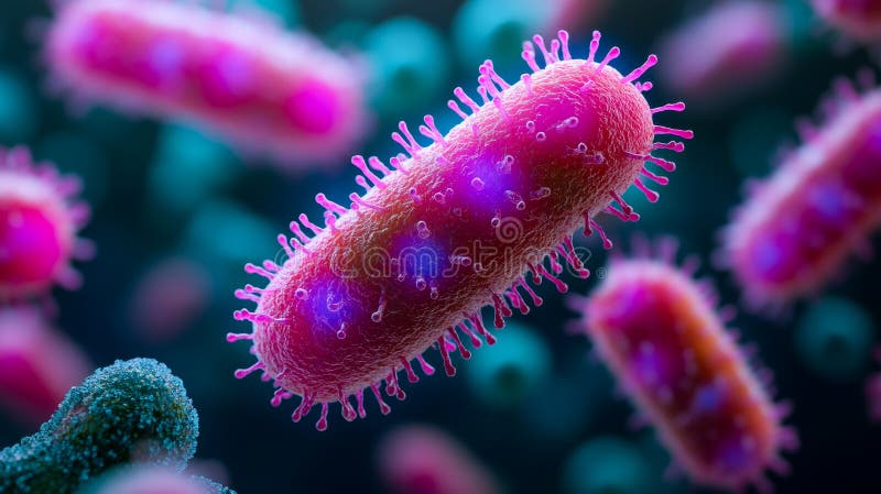 A Close Up of a Pink and Blue Bacteria Stock Image - Image of pink ...