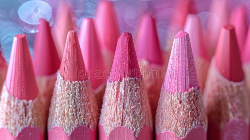 Close-up of Pink Colored Pencils Stock Image - Image of materials ...