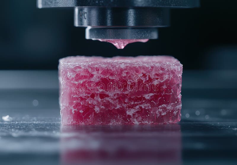 Close-up of a Pink Crystal Structure Under a Microscope Stock ...