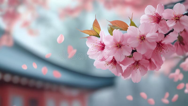 A Close Up of a Pink Flower with Leaves Falling from it, AI Stock Image ...