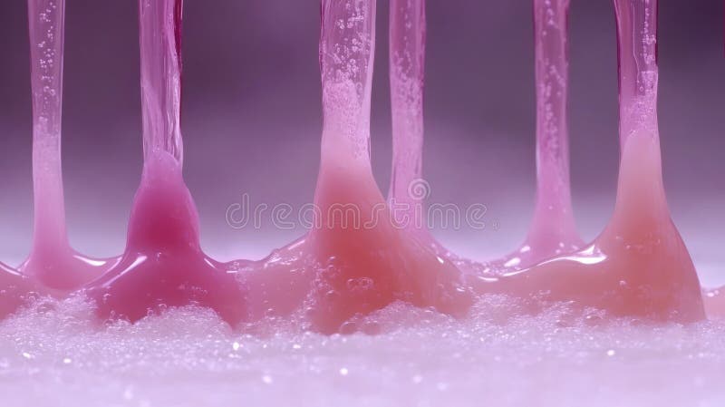 A Close-up of Pink Liquid Flowing and Bubbling, Creating a Visually ...