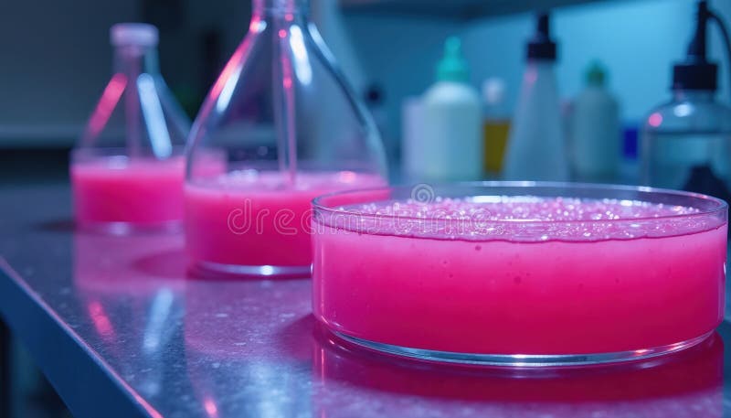Pink Liquid Laboratory Glassware Scientific Research Biotech Concept ...
