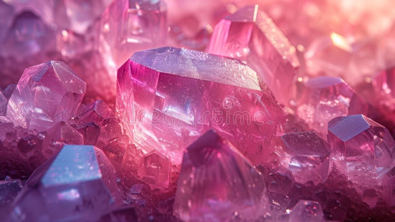 Close-up of Pink Quartz Crystals - Generative Ai Stock Illustration ...