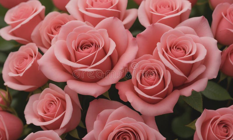 A Close-up of Pink Roses in Full Bloom Stock Image - Image of bloom ...