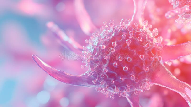 Close-up of a Pink and Translucent Spiky Cell Stock Illustration ...