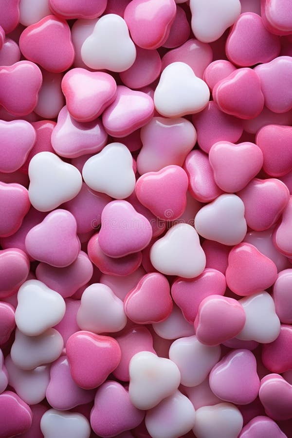 A Close Up of Pink and White Heart Shaped Candies Stock Photo - Image ...