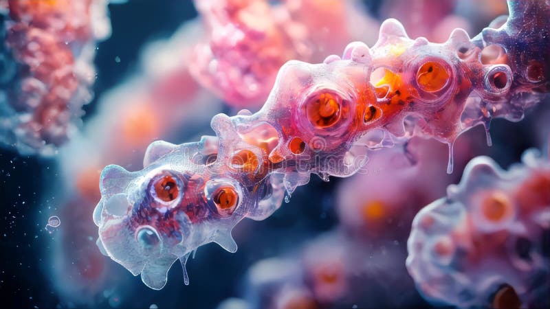 Close-up of Pinkish Translucent Cellular Structure Under a Microscope ...