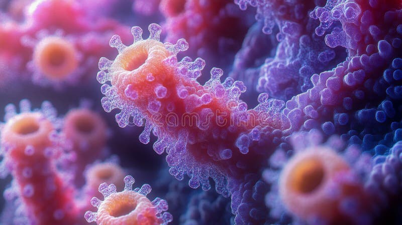 Close-up of Pinkish Translucent Cellular Structure Under a Microscope ...