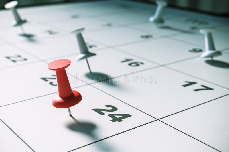 Close Up of Pinned Calendar. Landing Page Backdrop. Reminder Concept ...