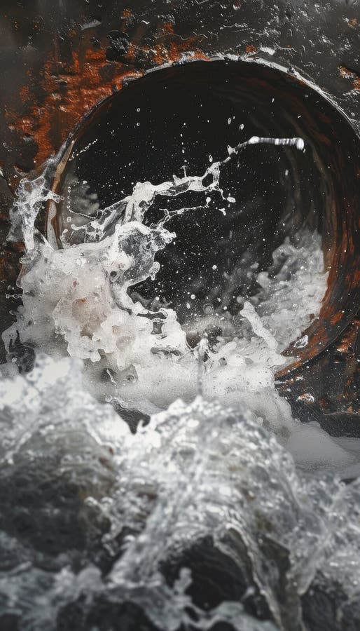 Close Up of a Pipe Explosion Water Forcefully Gushing Out, Capturing ...