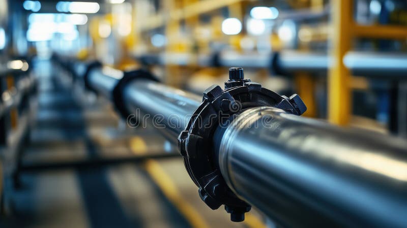 Industrial Pipeline System Connecting Pipes in Modern Factory Stock ...