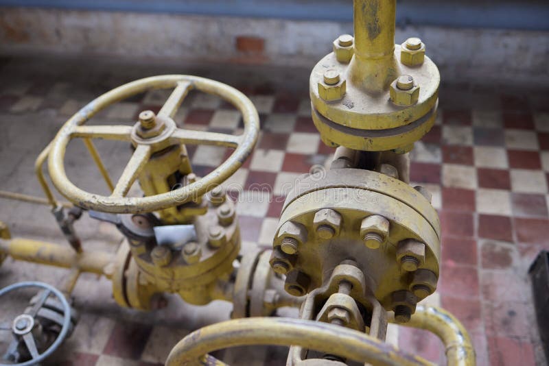 Close-up at Pipeline Valve Which is Using To Control Production Process ...