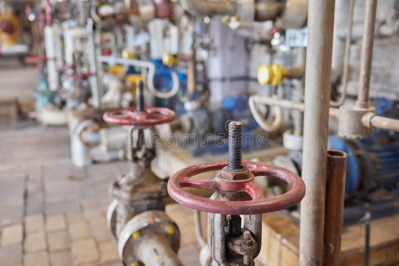 Close-up at Pipeline Valve Which is Using To Control Production Process ...