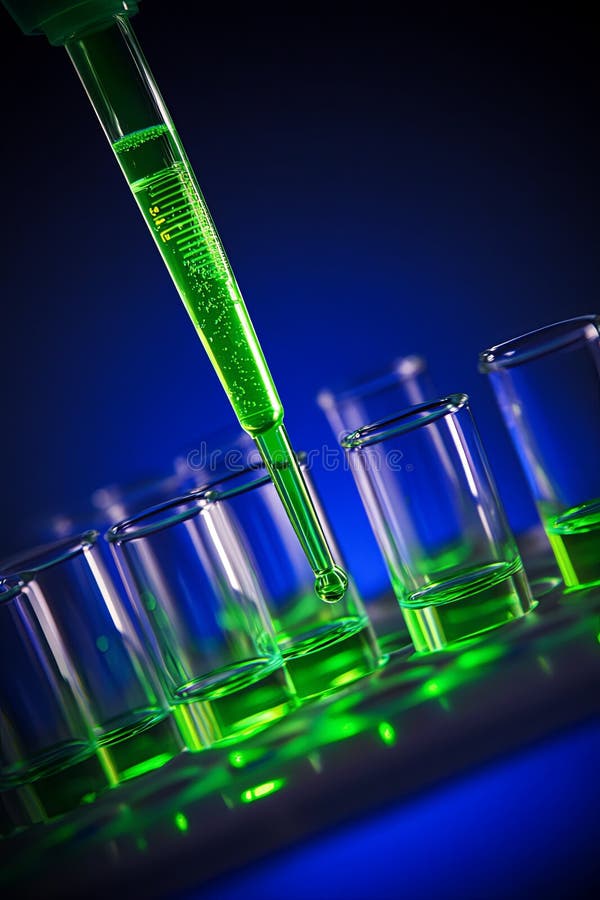 A Close-up of a Pipette Dripping Green Liquid into a Test Tube Stock ...