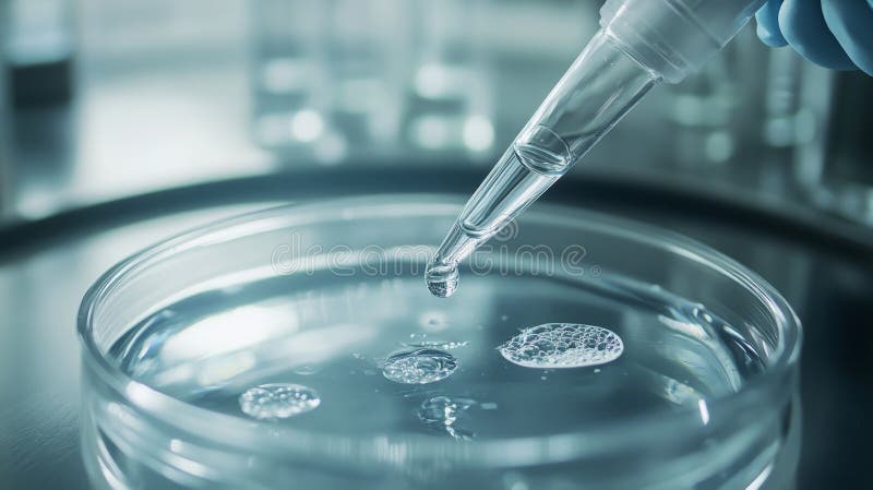 Close Up of a Pipette Dropping a Sample into a Test Tube in a Modern ...