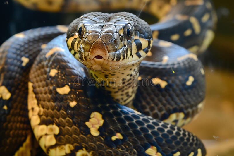 Close-up of a Pit Viper Snake (Reticulated Python) Stock Illustration ...