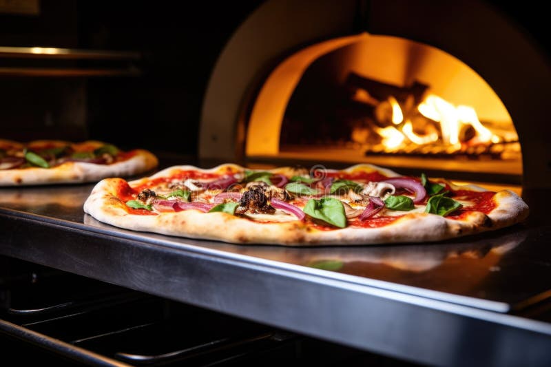 Close-up of a Pizza Oven with a Pizza Cooking Inside Stock Illustration ...