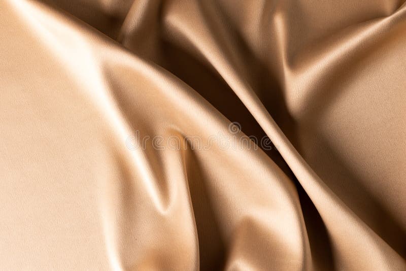 Close Up of Plain Beige Satin Fabric with Folds, Copy Space Stock Image ...