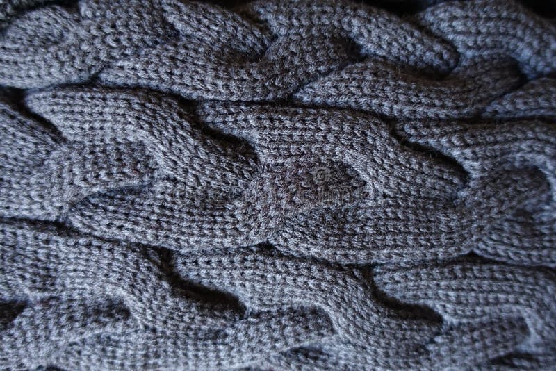 Close Up of Plait Pattern on Grey Knit Fabric Stock Image - Image of ...