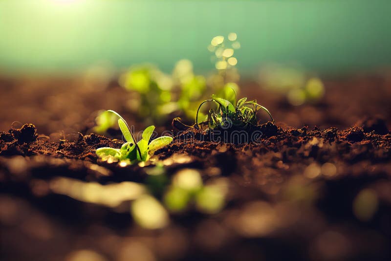 A Close Up of a Plant Growing in Dirt with Sunlight Shining on it and a ...