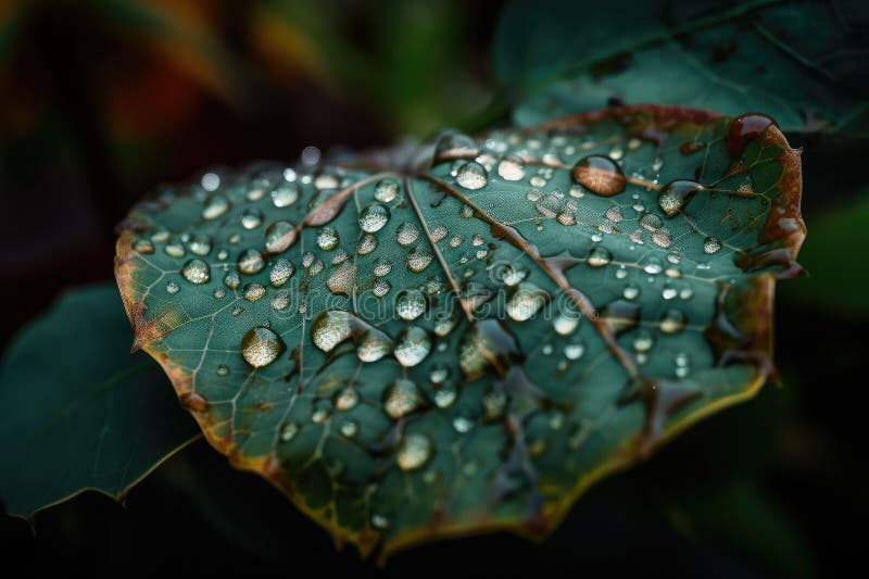 Close-up of Plant Leaf, with Hundreds of Tiny Crystals and Dew Drops ...